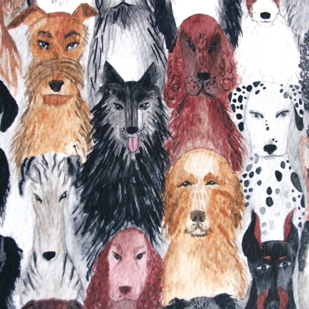 Dog Assembly - Canine Breeds Art Print - Hattie Buckwell
